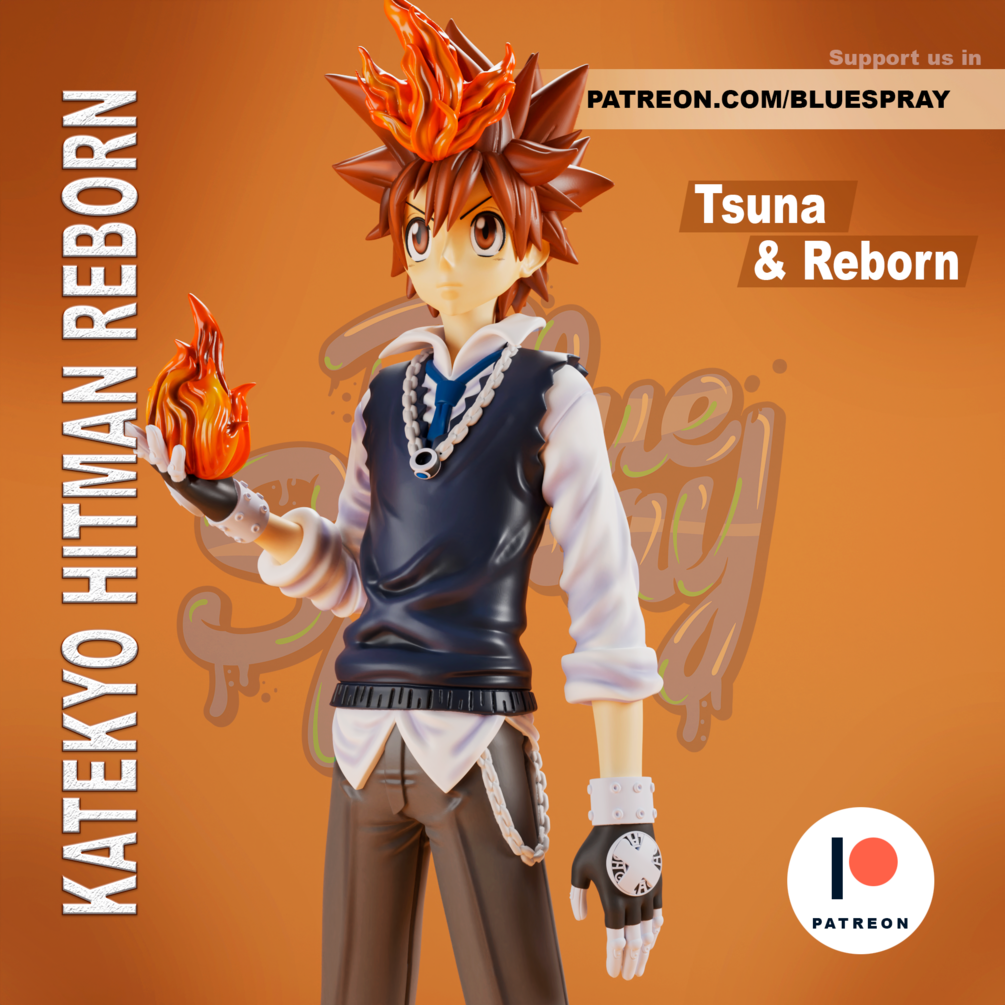 Tsuna Sawada & Reborn Sculpture (Katekyo Hitman Reborn) - BlueSpray3D ...
