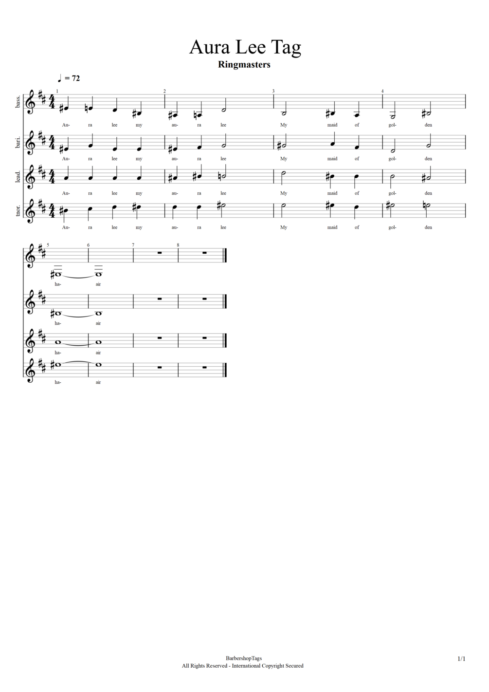 Aura Lee (VOCALOID + Sheet Music Pack)