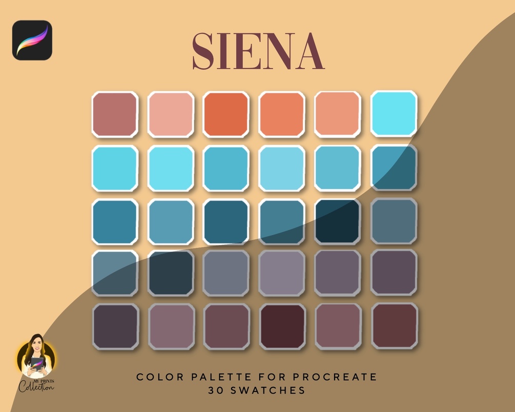Siena Procreate Color Palette | 30 Swatch | Girly Tones | Cyberpunk ...