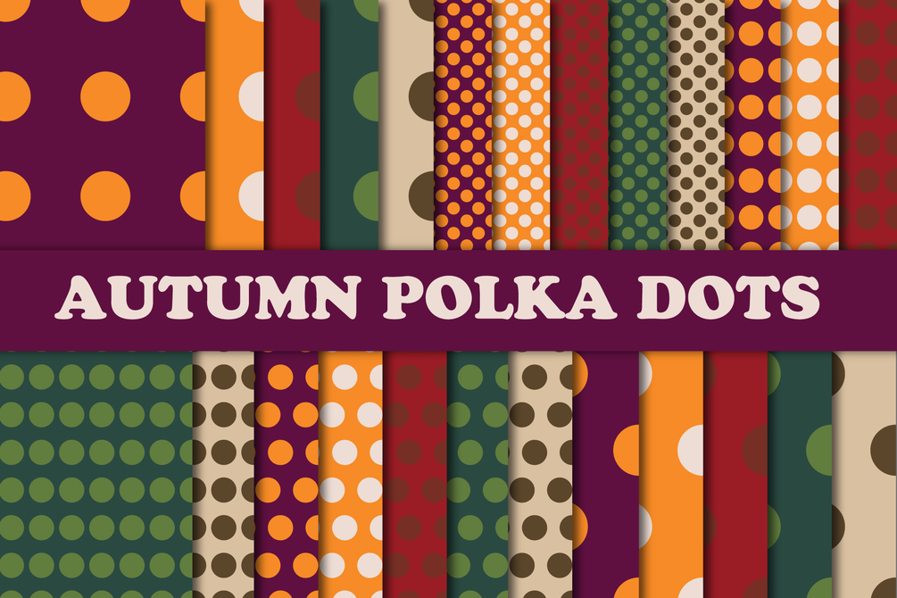 Autumn Polka Dot Seamless Repeat Patterns