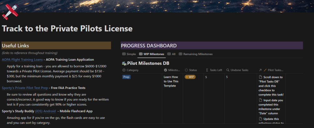 Private Pilot Guide / Milestone Task Tracker