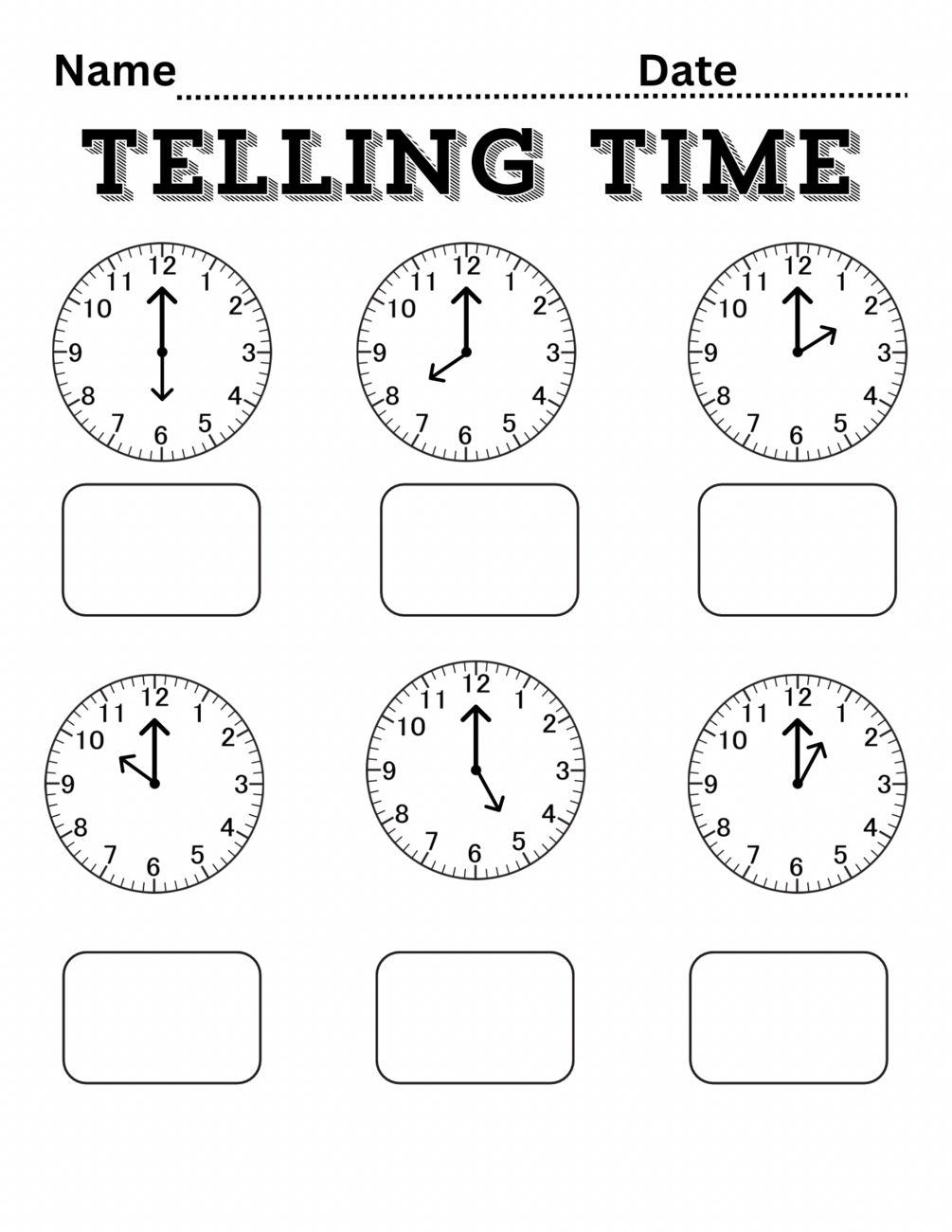 Telling Time Worksheet for Kids – Fun & Educational Printable