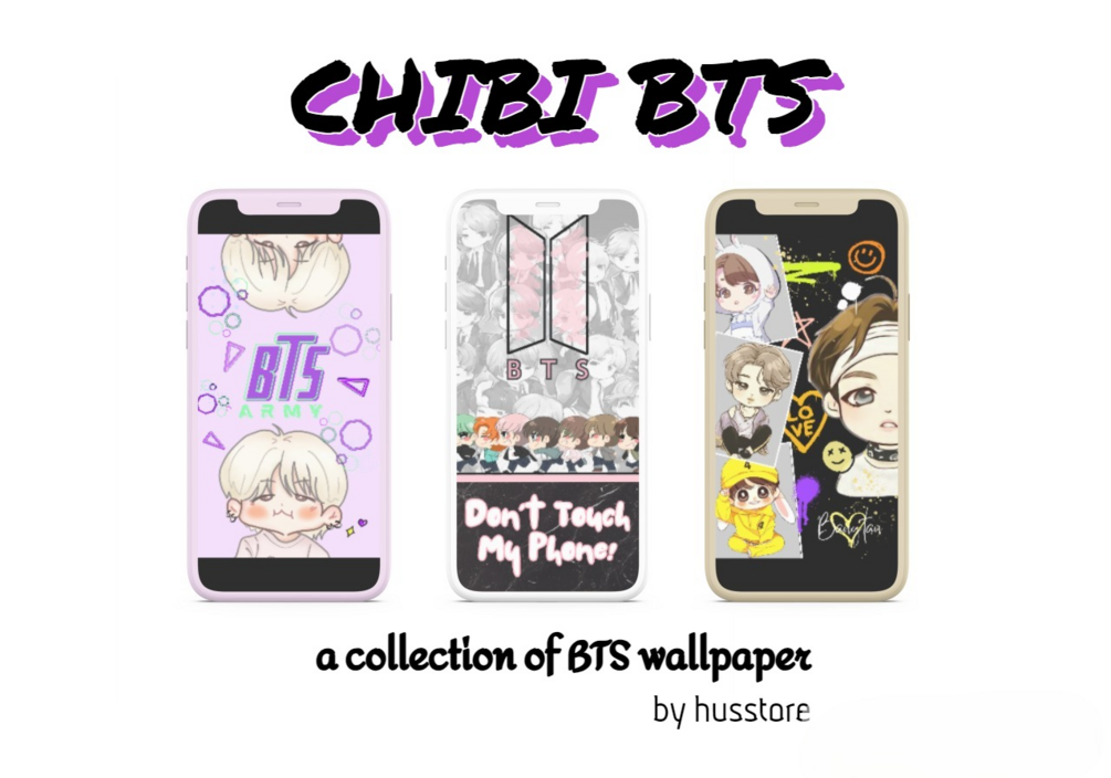 Cute Collage BTS Chibi Phone Wallpaper