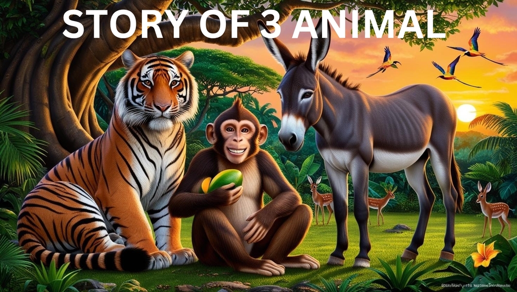 Story of 3 Animals: A Tiger, Monkey, and Donkey’s Adventure