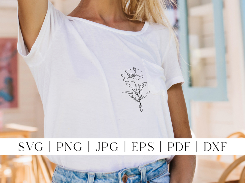 Wild Flower Line Art | Floral Clipart | Botanical One Line Drawing | By ...