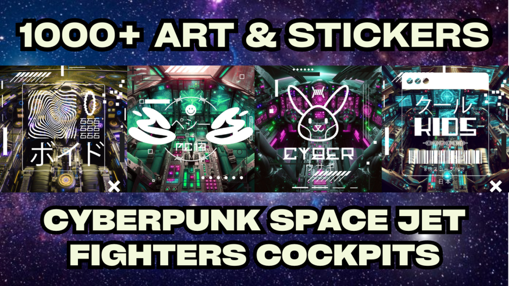 1000+ Cyberpunk Space Jet Fighter Cockpits Stickers