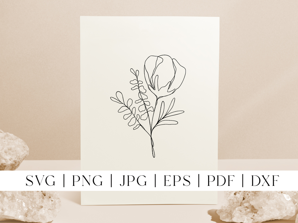 Wild Flower Line Art | Floral Clipart | Botanical One Line Drawing | By ...