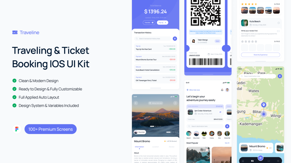 Traveline - Traveling & Ticket Booking Mobile App UI Kit