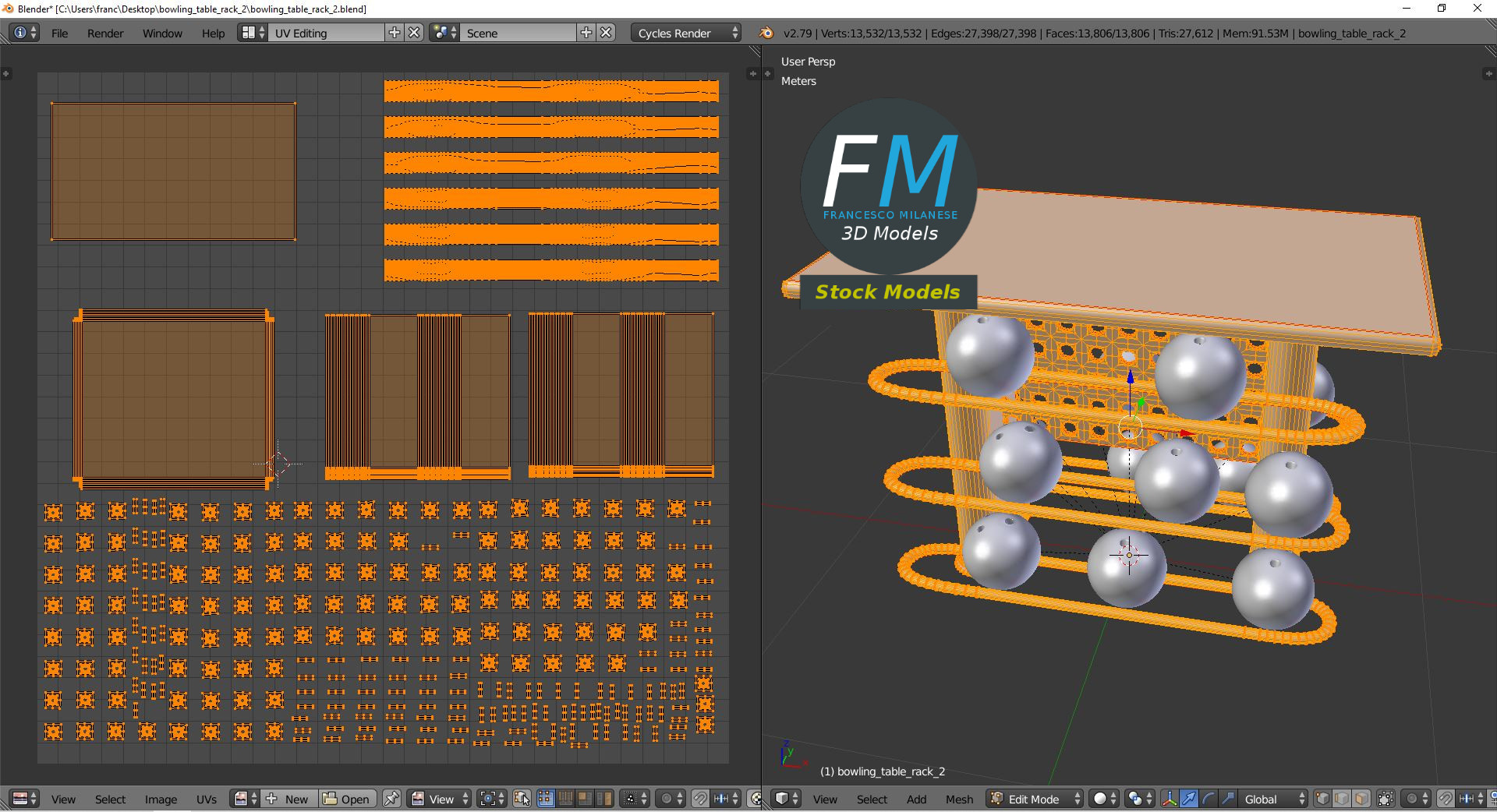 3D MODEL - Bowling table rack 2