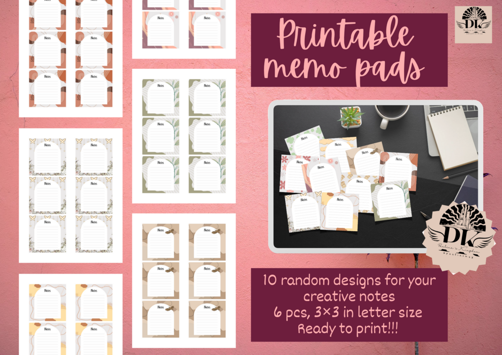 Printable memo/note pads