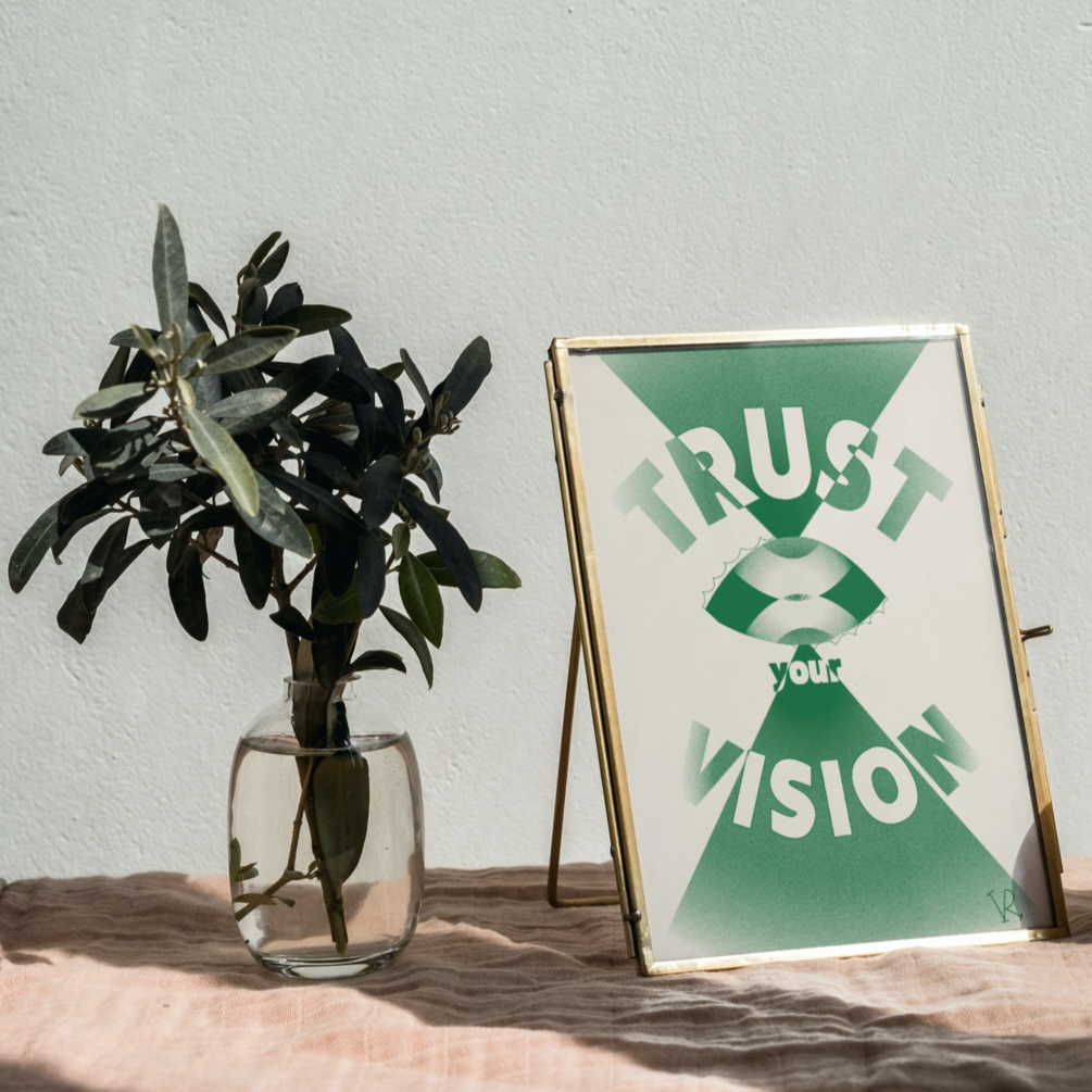 Trust your vision (green and beige print)