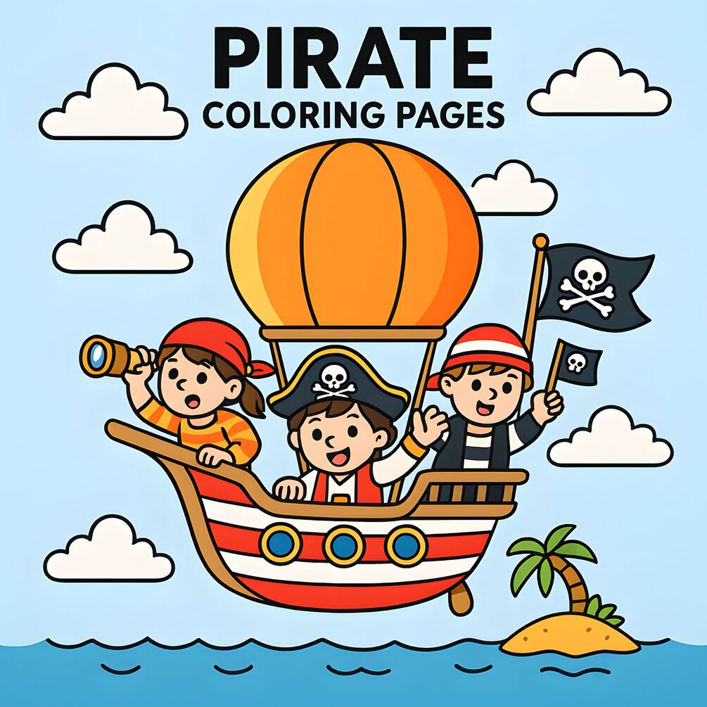 My First Pirate Adventure Coloring Book for Kids – 29 Fun Pages of Cute Pirate Scenes, Treasure ...