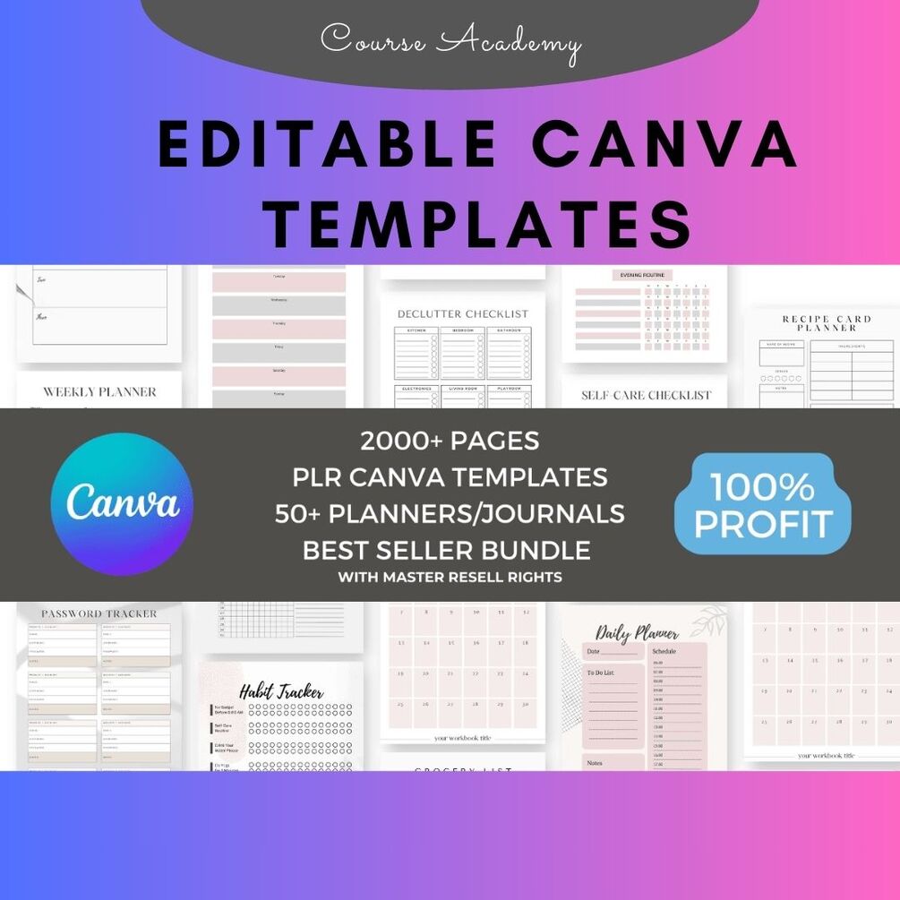 Ultimate Editable Canva Templates Bundle with MRR I Journals, Planners ...
