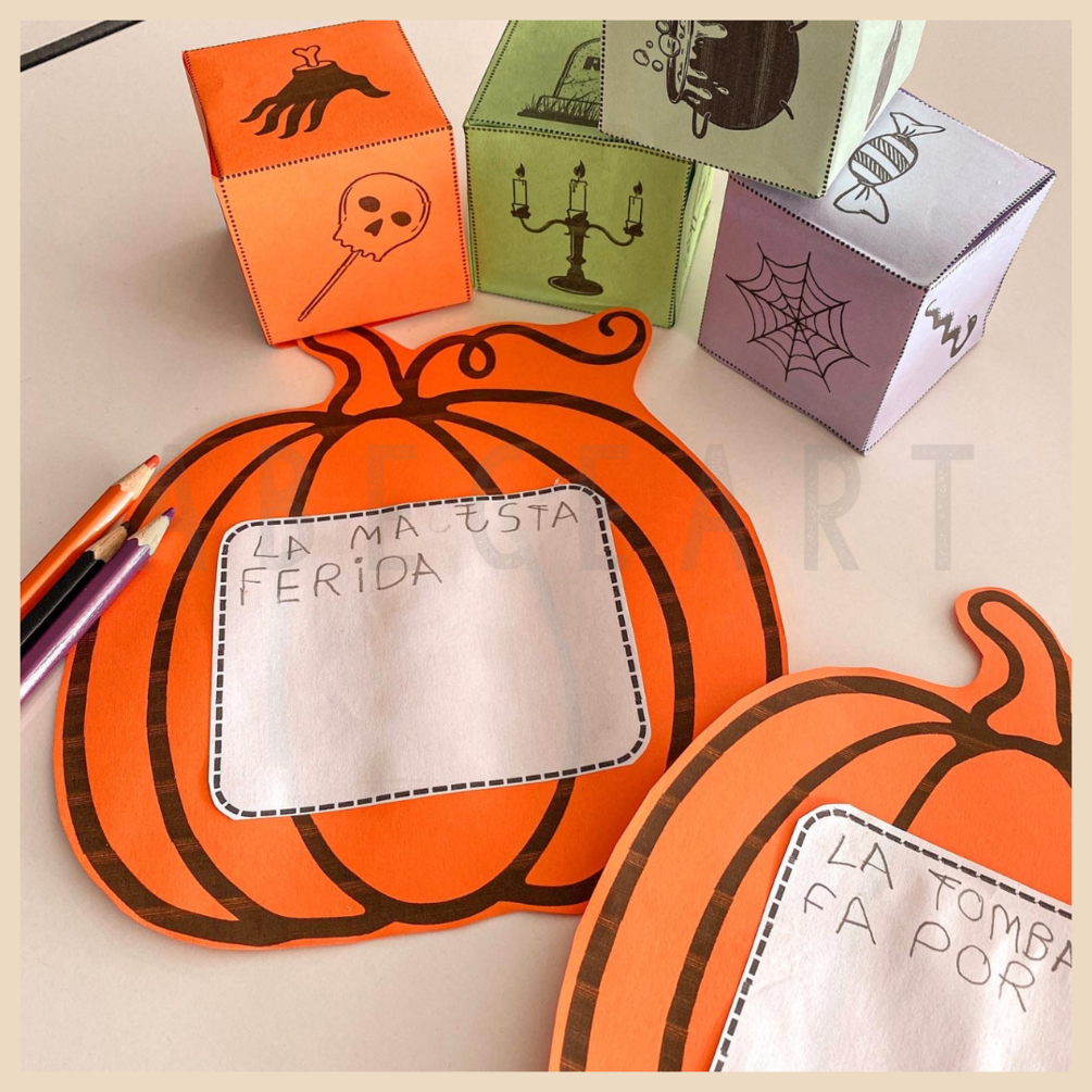 Escritura de Otoño/Halloween con Dados. Idiomas: CAT/CAST