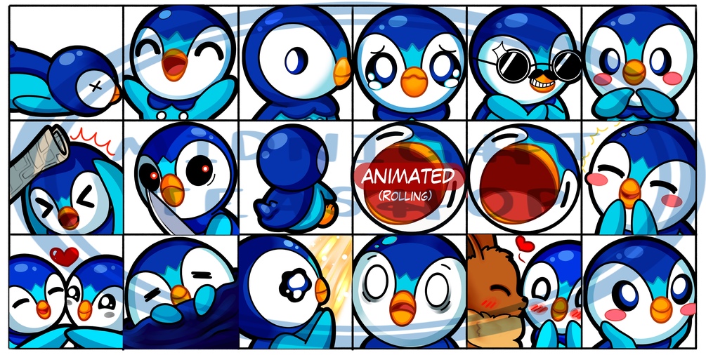 Pack of 18 Discord Emotes (Piplup)
