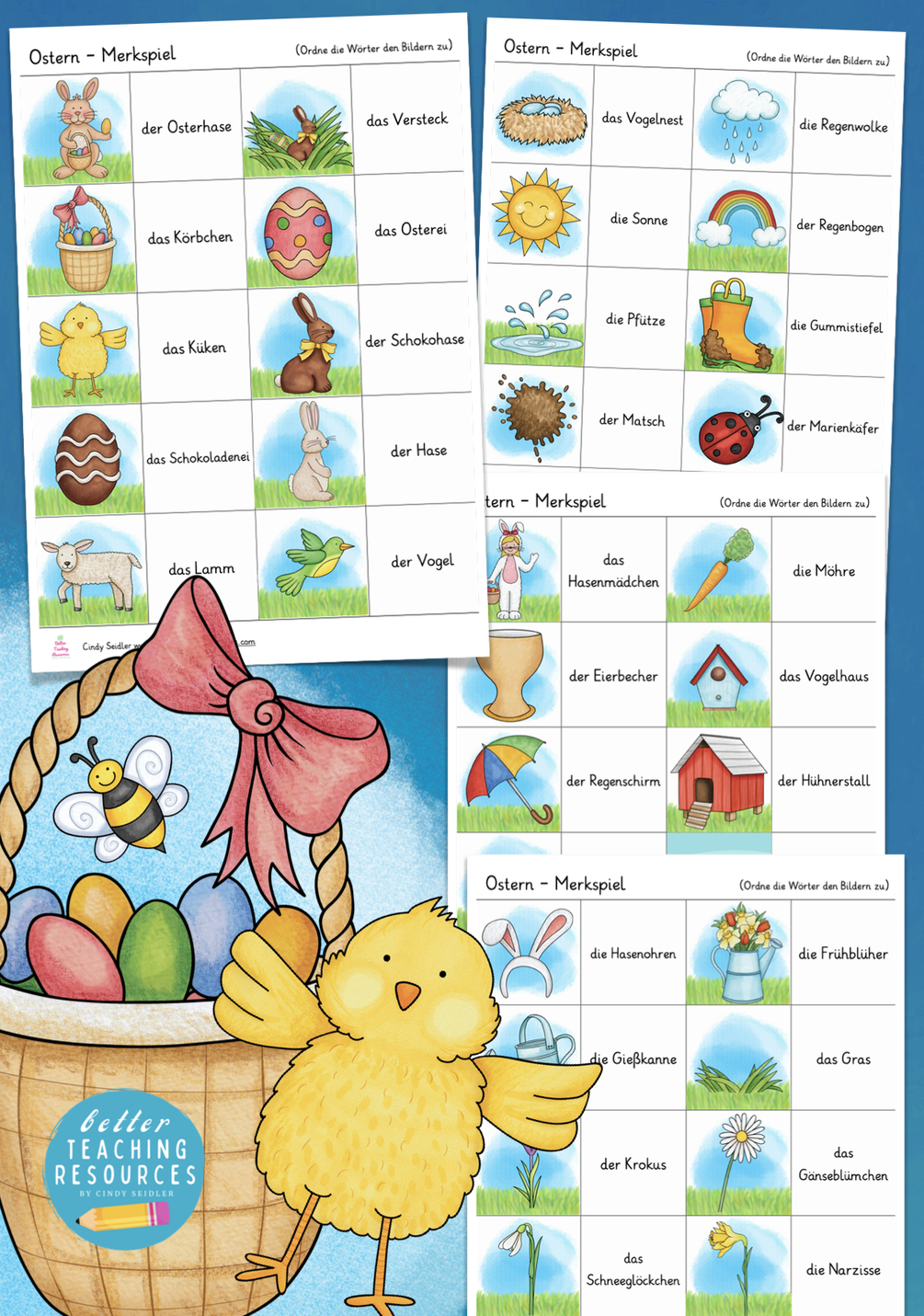German vocabulary game Easter Deutsch Ostern Merkspiel