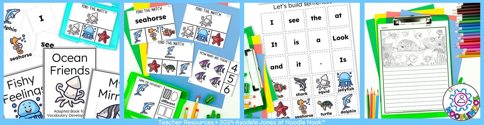Ocean Themed Unit (Adapted Books, Task Cards, Pocket Chart and More!)
