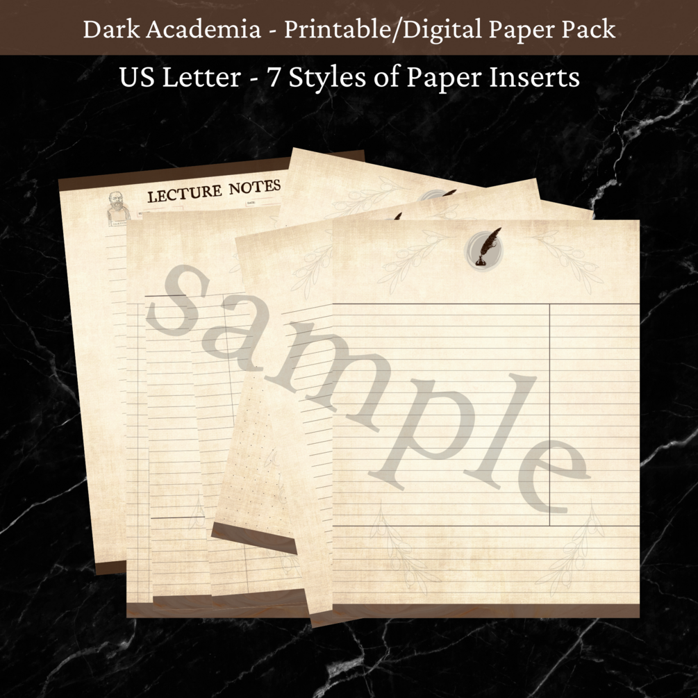 DARK ACADEMIA Printable / Digital Paper (Letter)