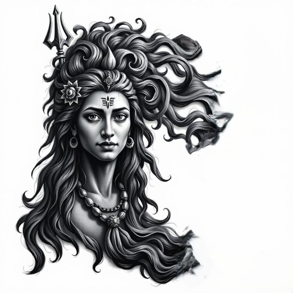 Majestic Shiva Charcoal Art Monochrome Portrait Of The Lord Of