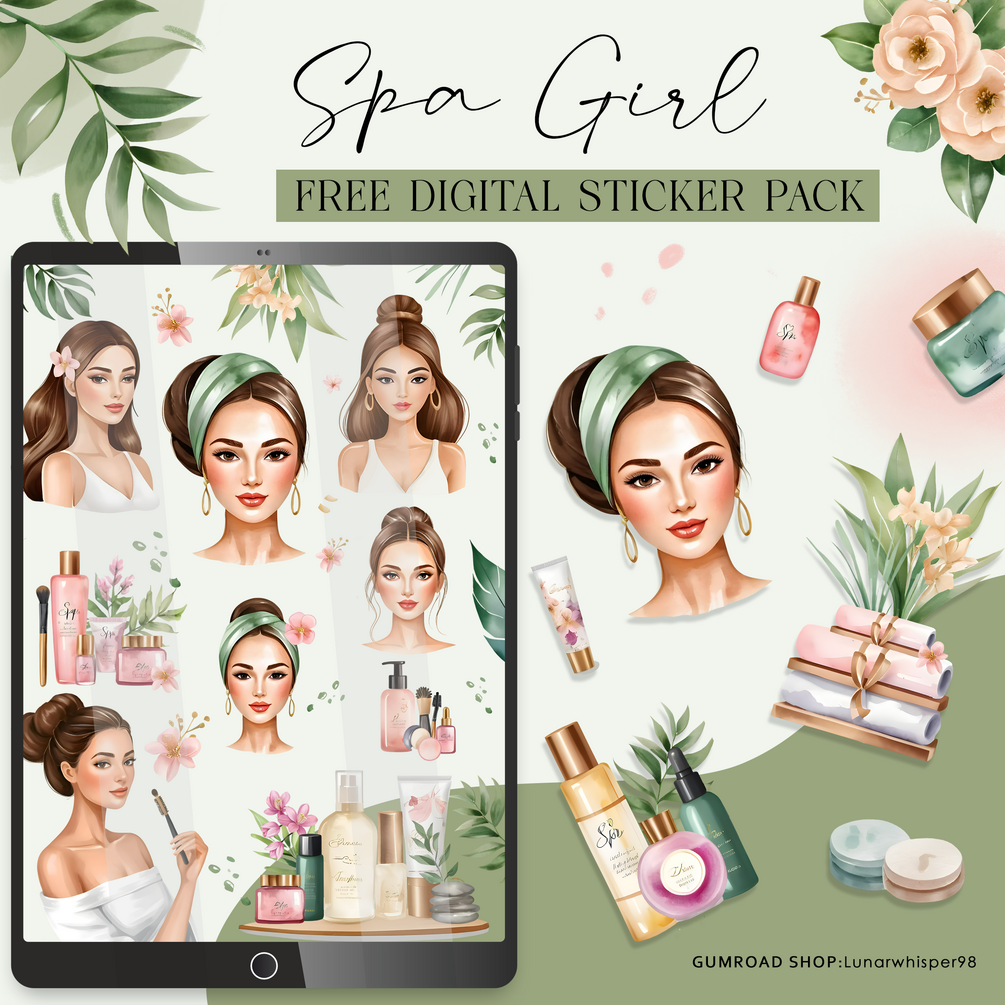Free Spa Girl Digital Sticker Pack