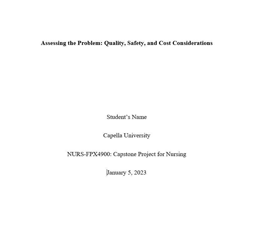 Solution -NURS-FPX4900: Capstone Project for Nursing