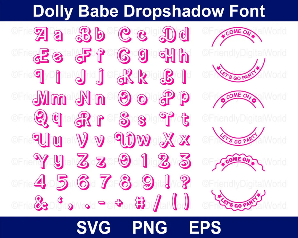 Retro Dolly Font Bundle SVG PNG OTF, Bonus Clipart Bundle, Movie Font ...