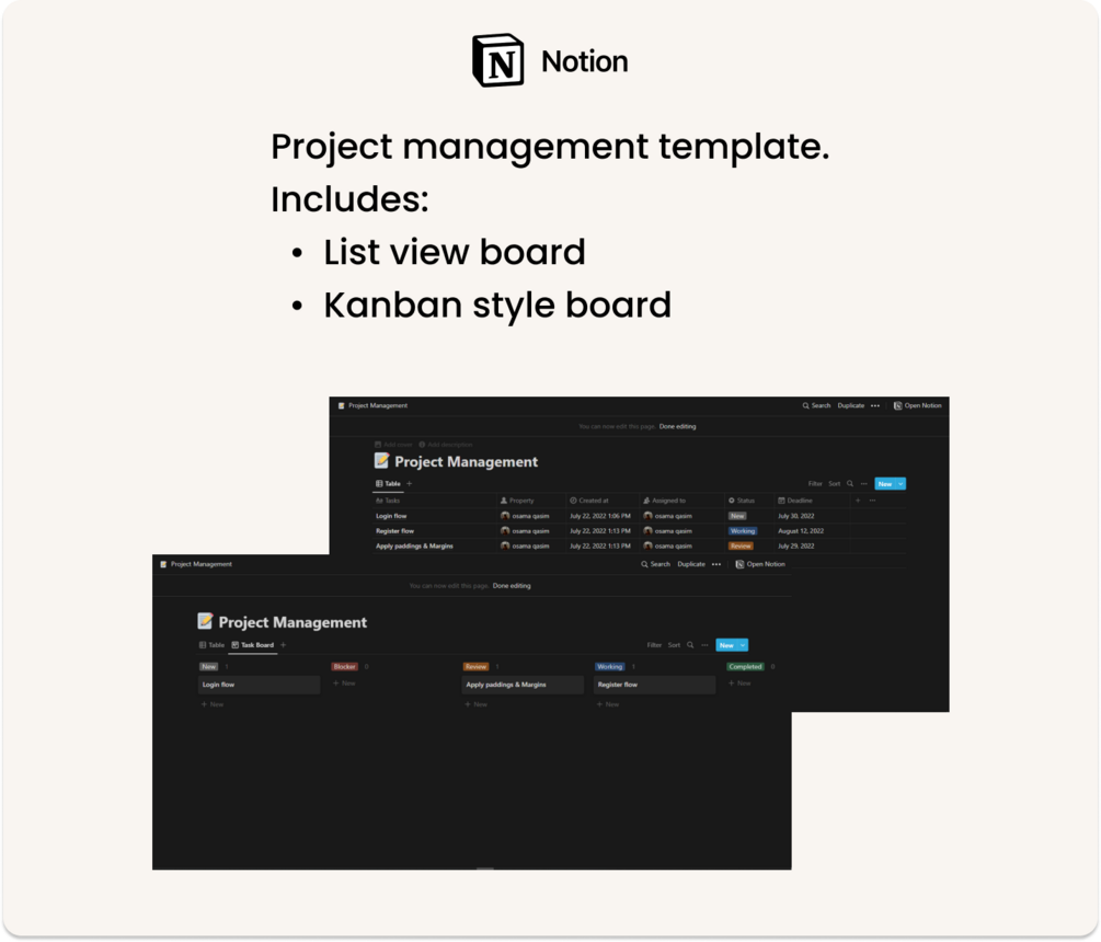 Notion Project Management Template