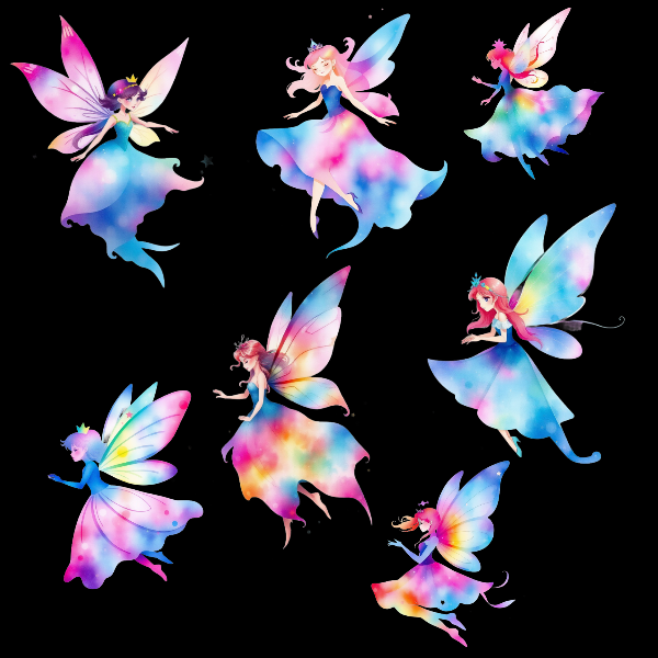 7x Fairy Watercolor Digital Designs