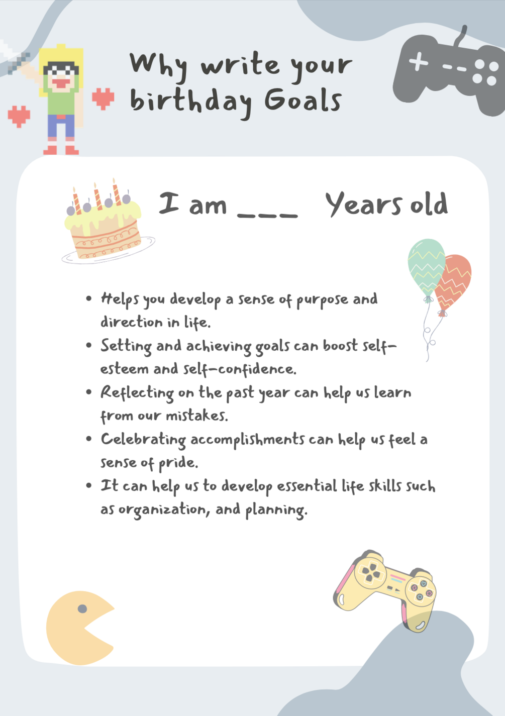 Setting birthday goals for kids