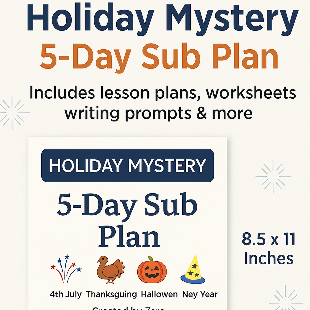 Holiday Mystery 5-Day Sub Plan Bundle | Print & Go Activities ...