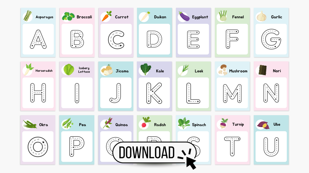 Vegetables Alphabet Tracing Workbook (Upper Case Series)