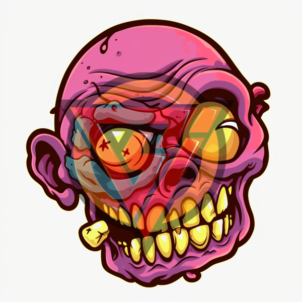 Cursed Zombie Skull - Twisted Undead Horror Digital Art