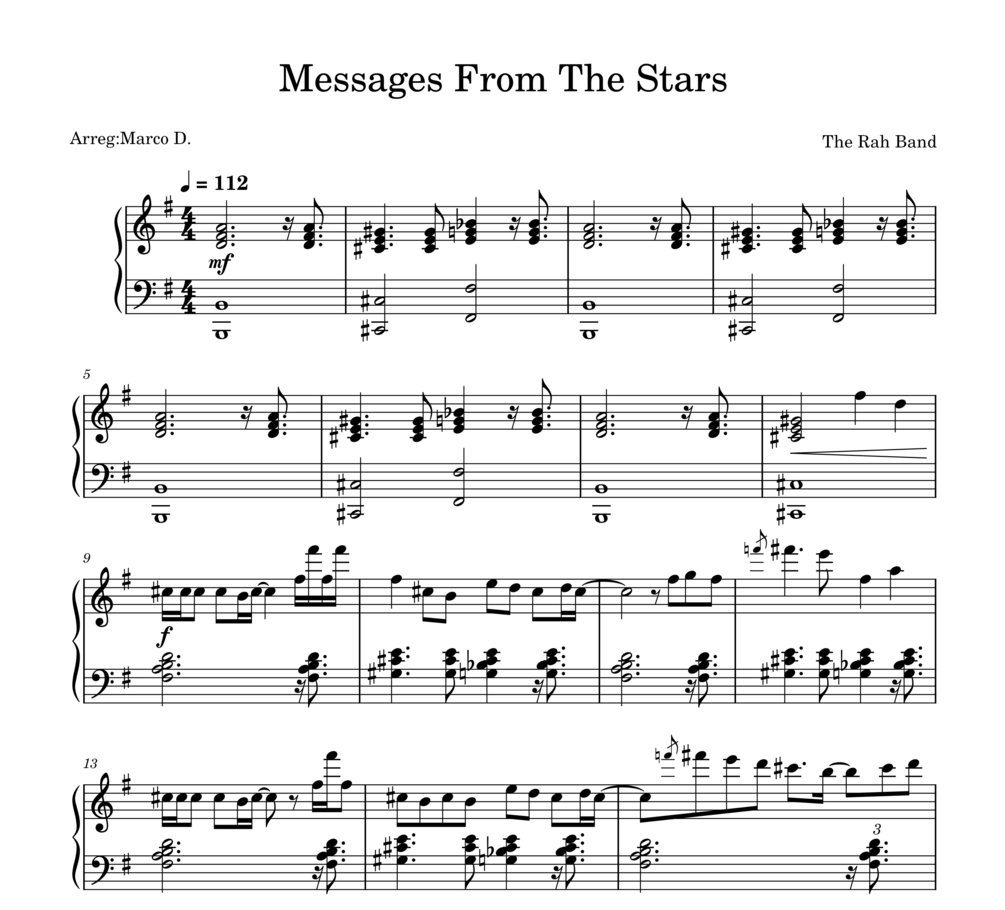Messages From The Stars - The Rah Band SHEET + MDI