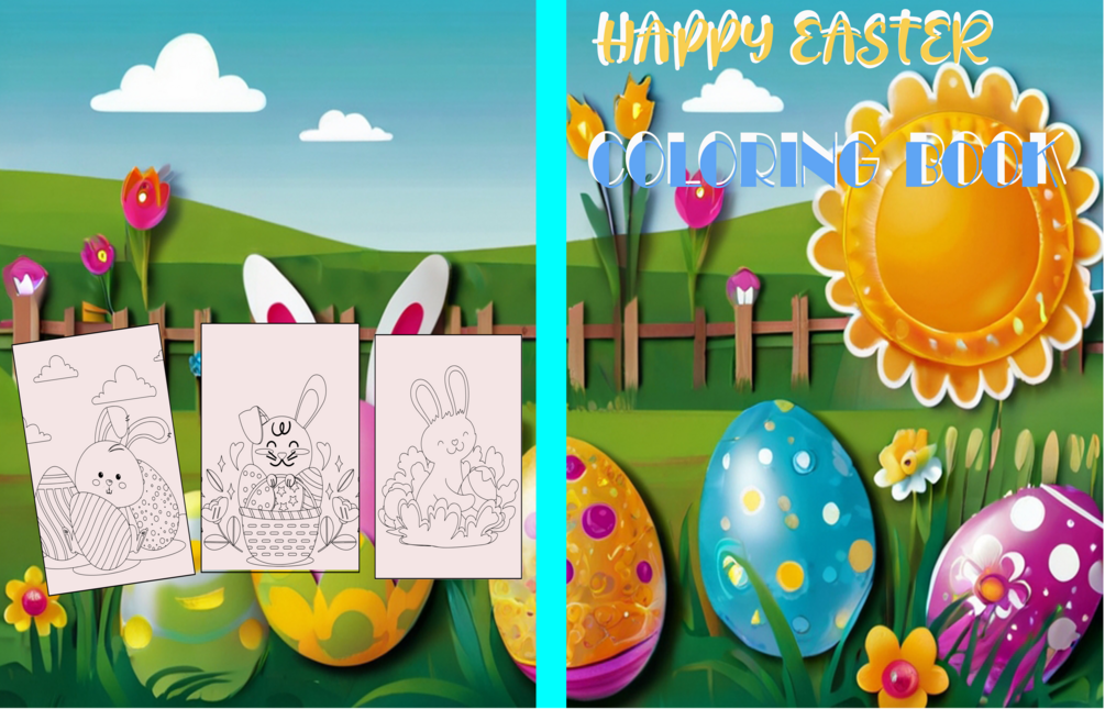 happy easter coloring book cover