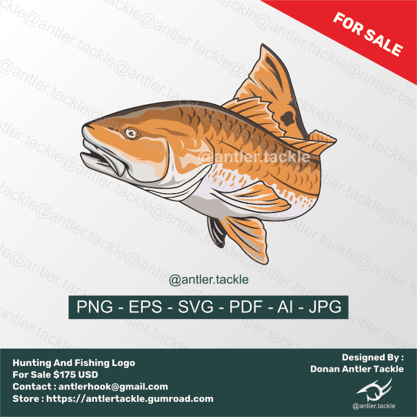 Redfish Red Drum Fishing Logo Illustration Designed By Donan Antler Tackle