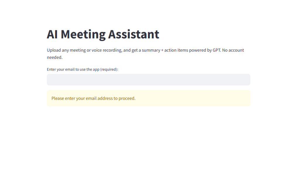AI Meeting Assistant – Whisper + GPT-Powered Summarizer App (No Login ...