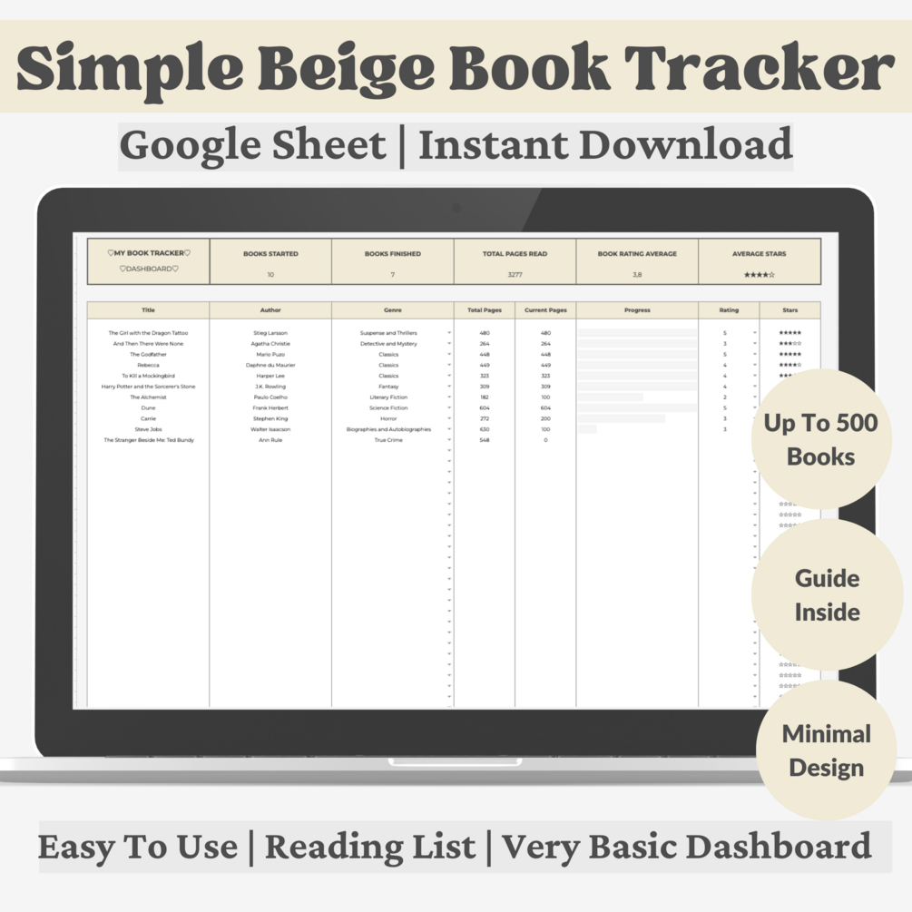 Simple Beige Book Tracker | Beige Book Organizer | Basic reading log ...