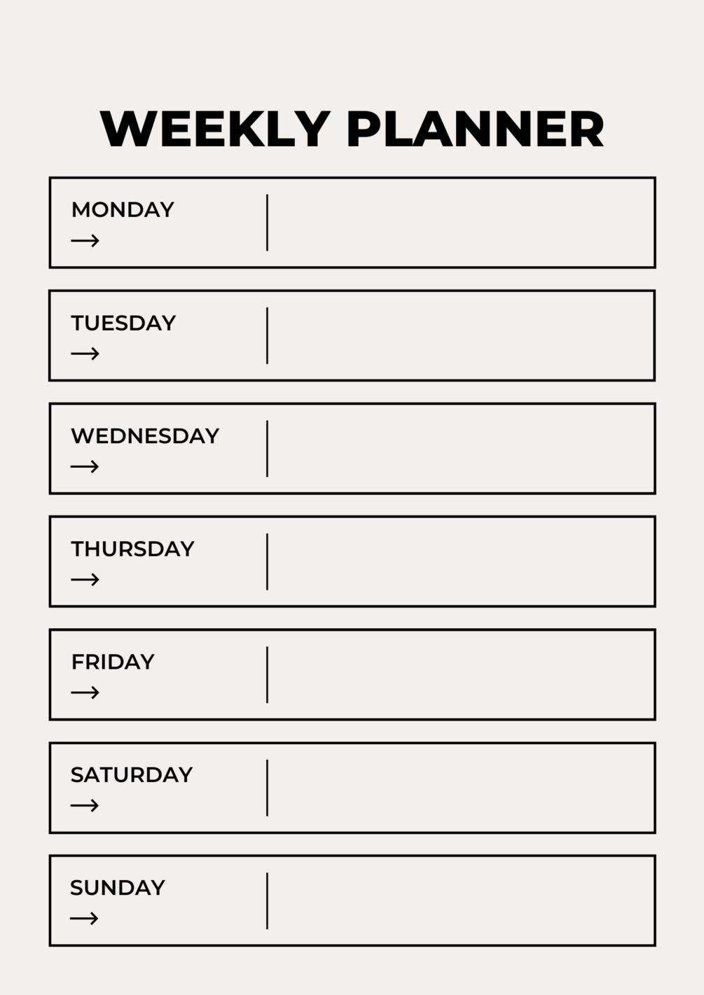 Minimalistic Weekly Planner