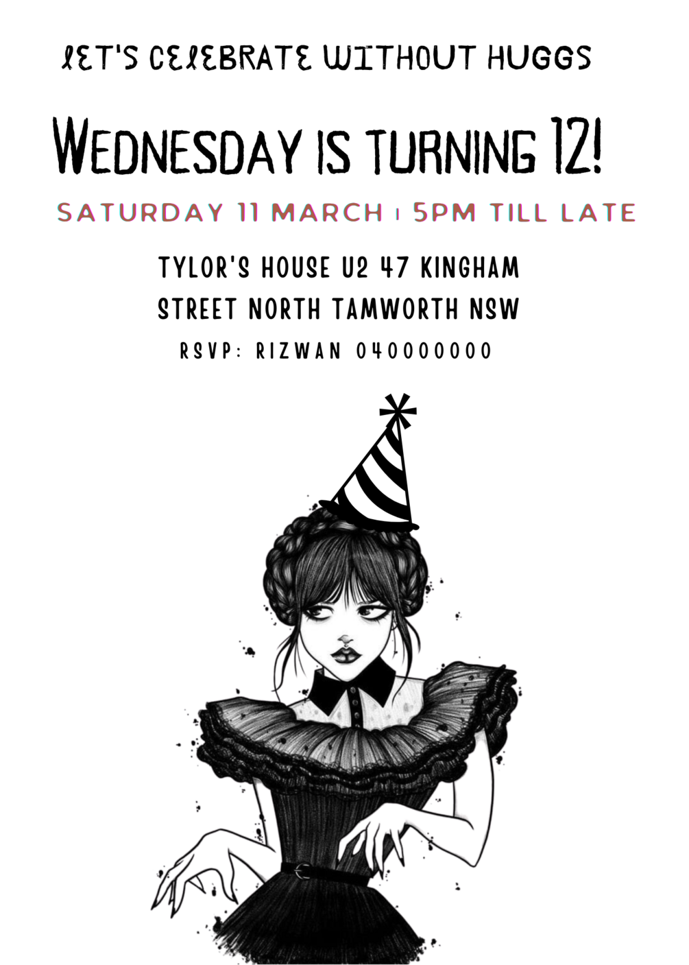 Birthday Invite Theme Wednesday Addams