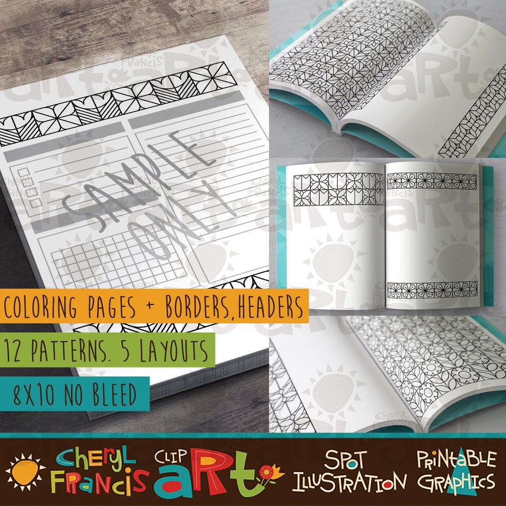 Block Pattern Designs sized for 8x10 KDP Page No Bleed