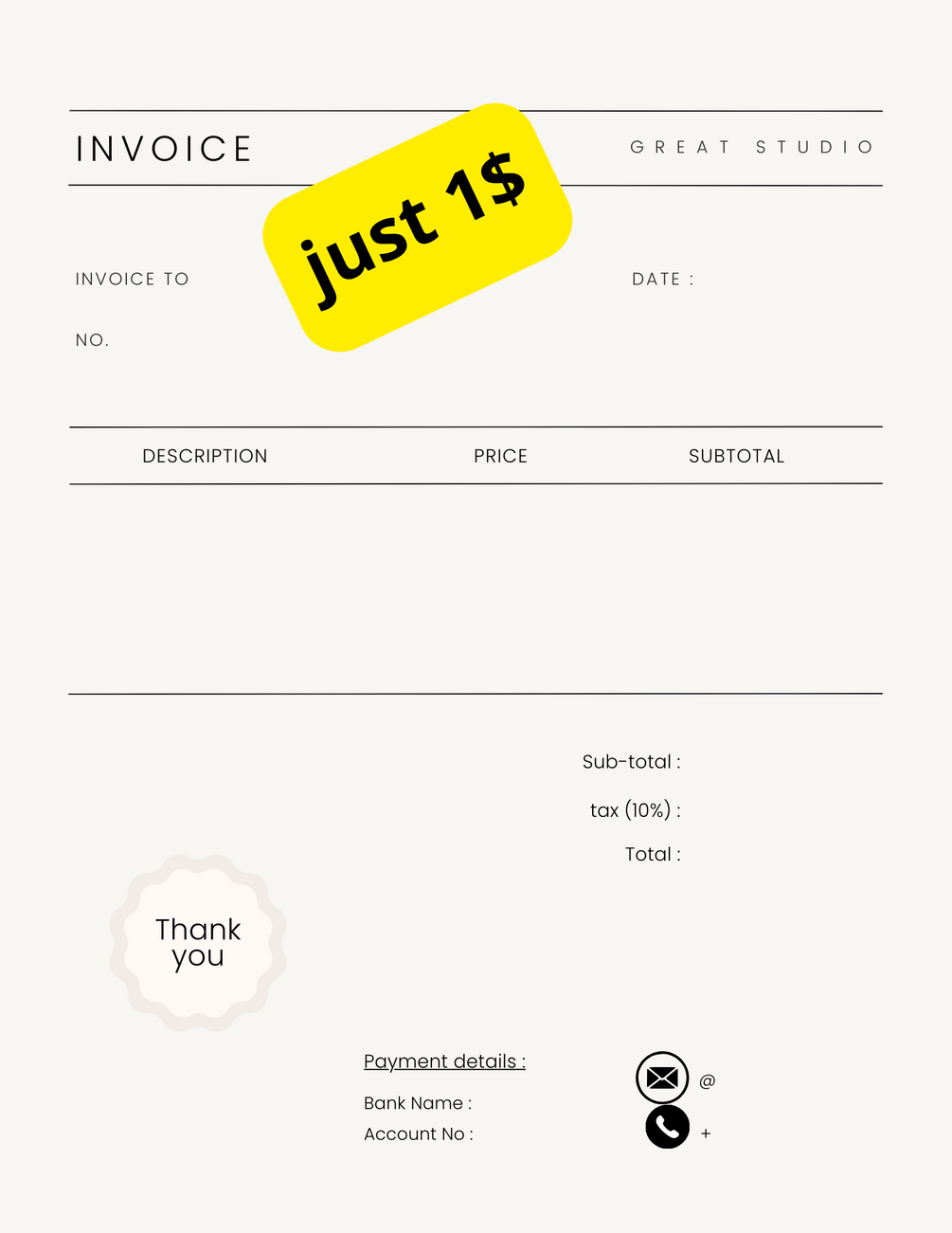 Modern Minimal Simple Invoice