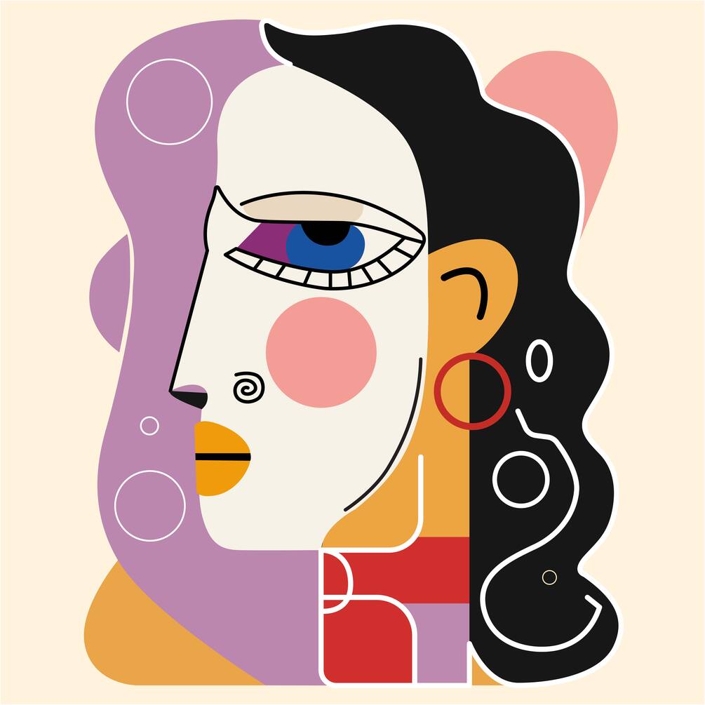 Flat design portrait with abstract shapes 20