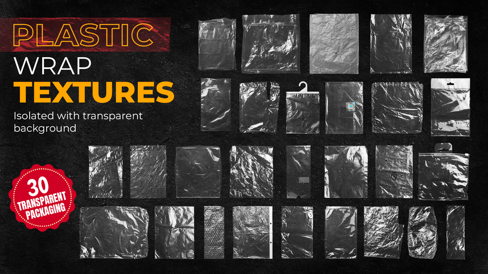 Plastic Wrap Texture Pack | 30 High-Quality PNG Overlays