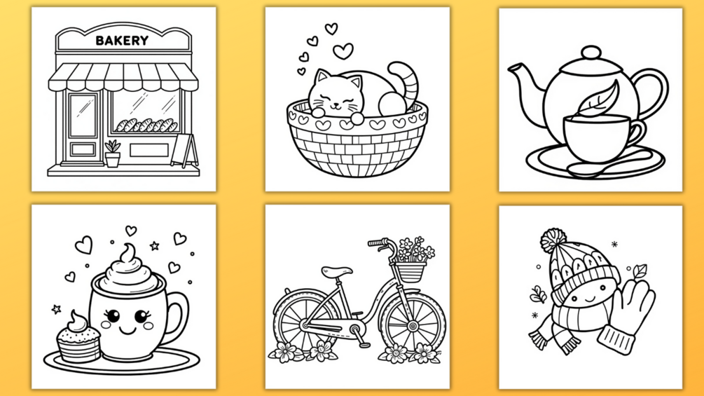 30 Illustrations Coloring Pages Bold and easy Cozy Girls! An Entire ...