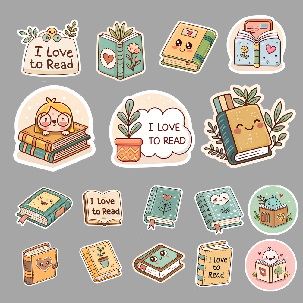 Printable Book Stickers Pack | High-Resolution Book Lover Stickers ...