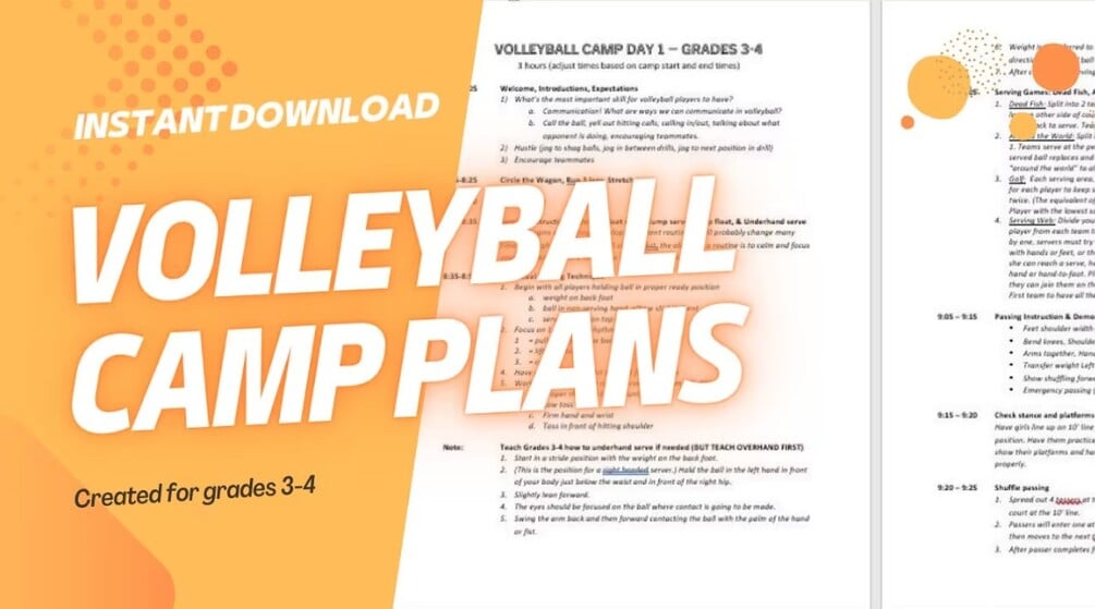Volleyball camp plans for grades 3-4