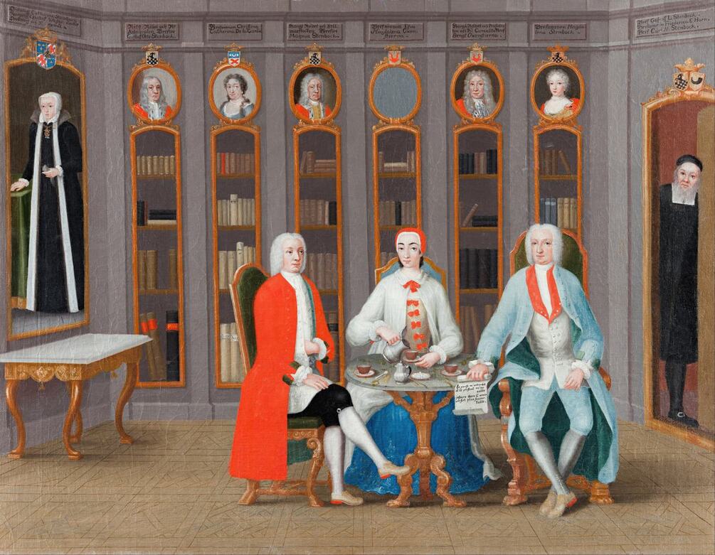 The Stenbock family in their library at Ranas by Carl Fredrik Svan