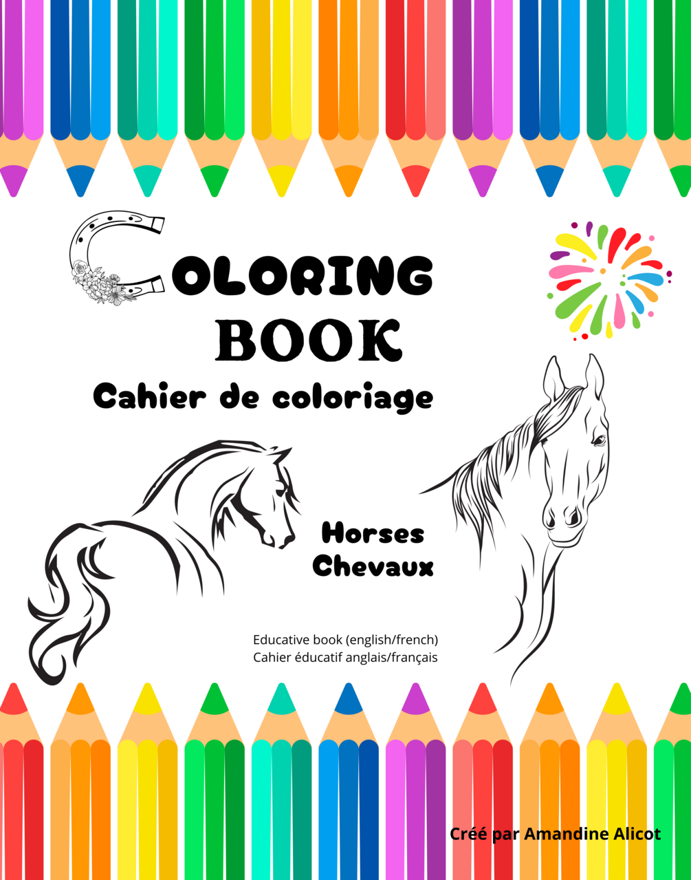Cahier à colorier éducatif sur les chevaux/ Coloring educative book ...