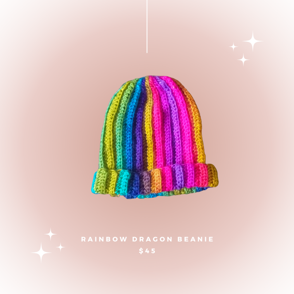 rainbow dragon beanie