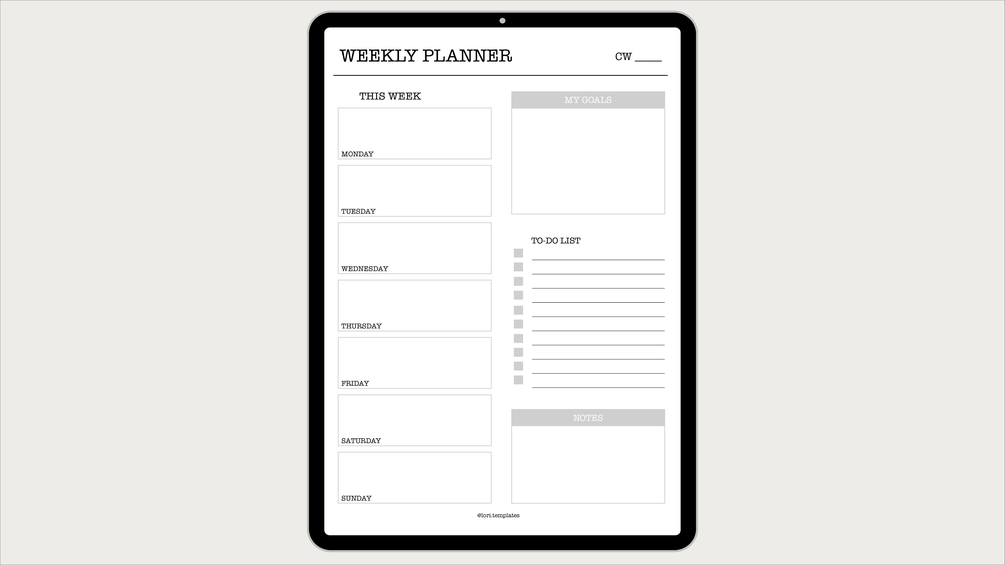 Digital Weekly Planner for GoodNotes and Notability (minimalistic and ...